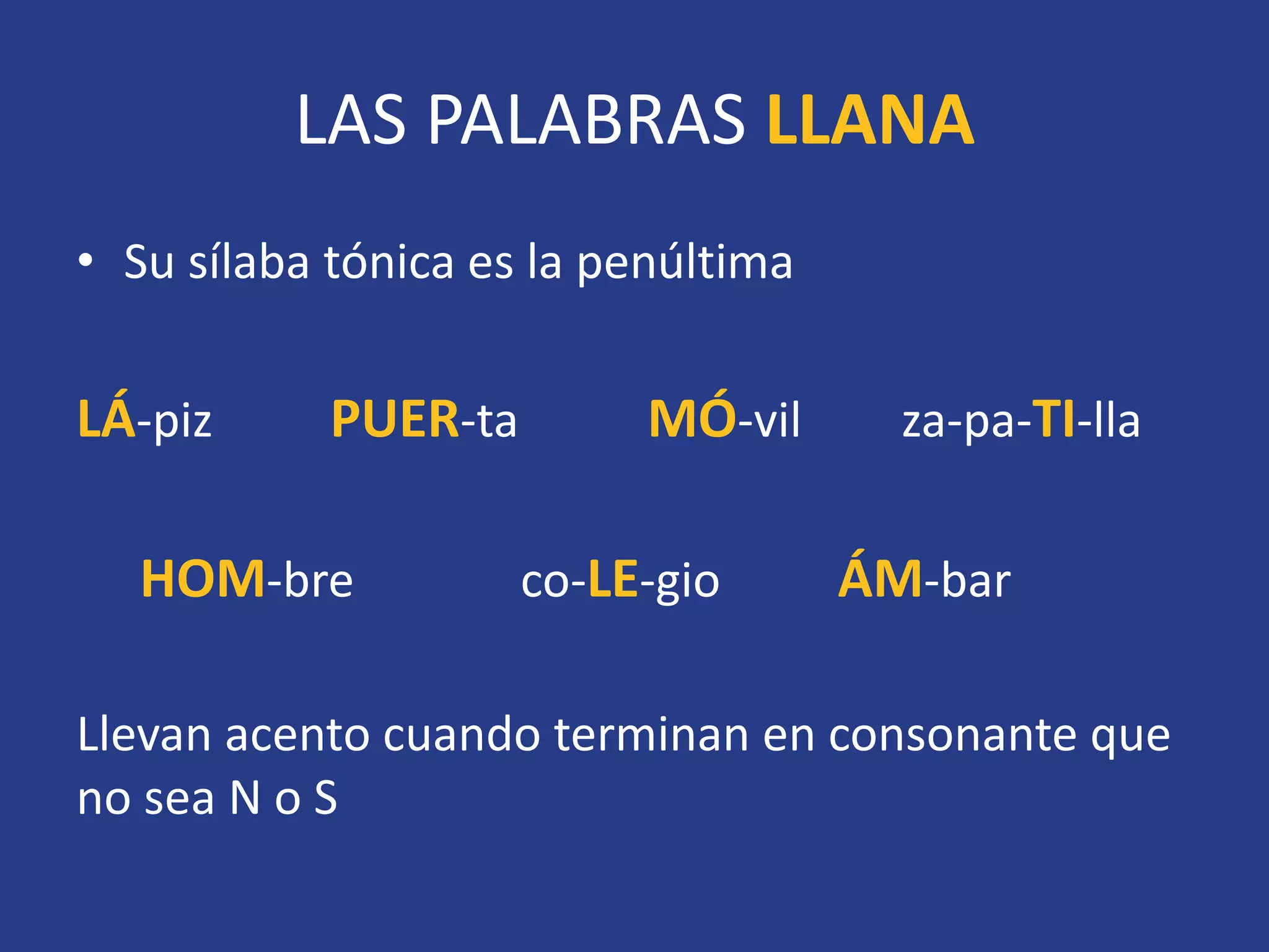 Palabras agudas, llanas y esdrújulas | PPT