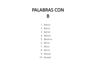 Palabras con b | PPT | Descarga Gratuita