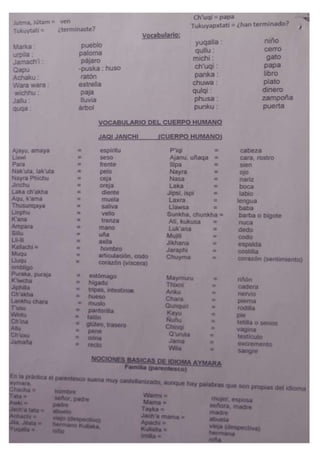 Palabras quechua aymara 2014 | PDF