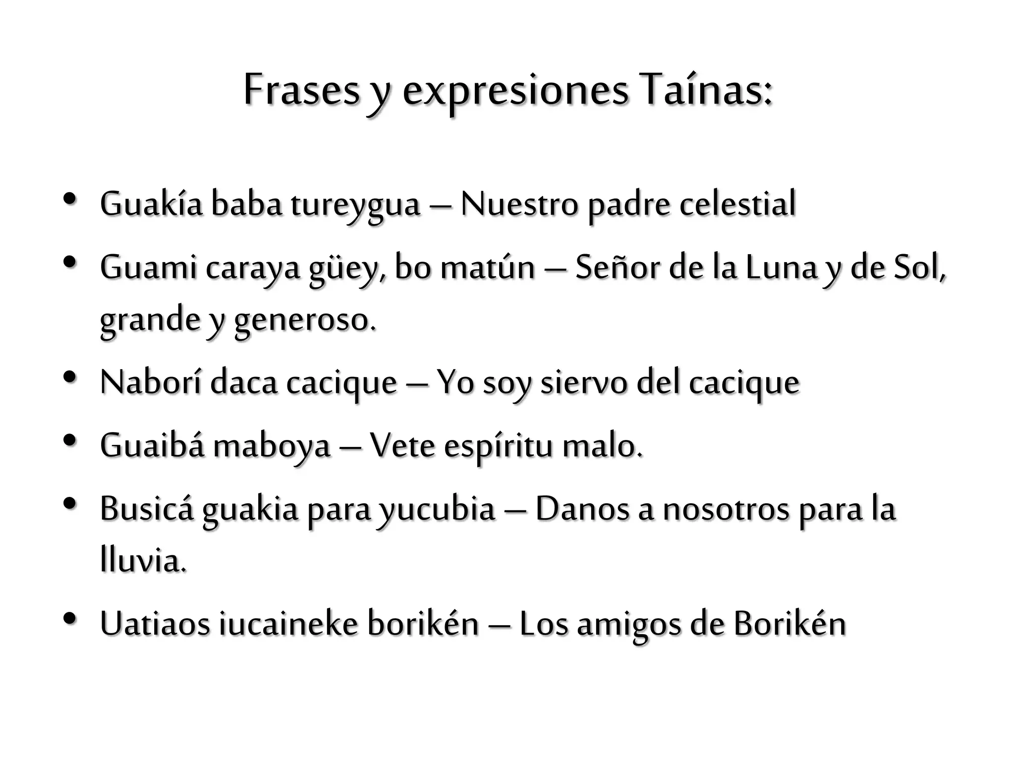 PALABRAS DE VOACBULARIO TAINAS | PPTX