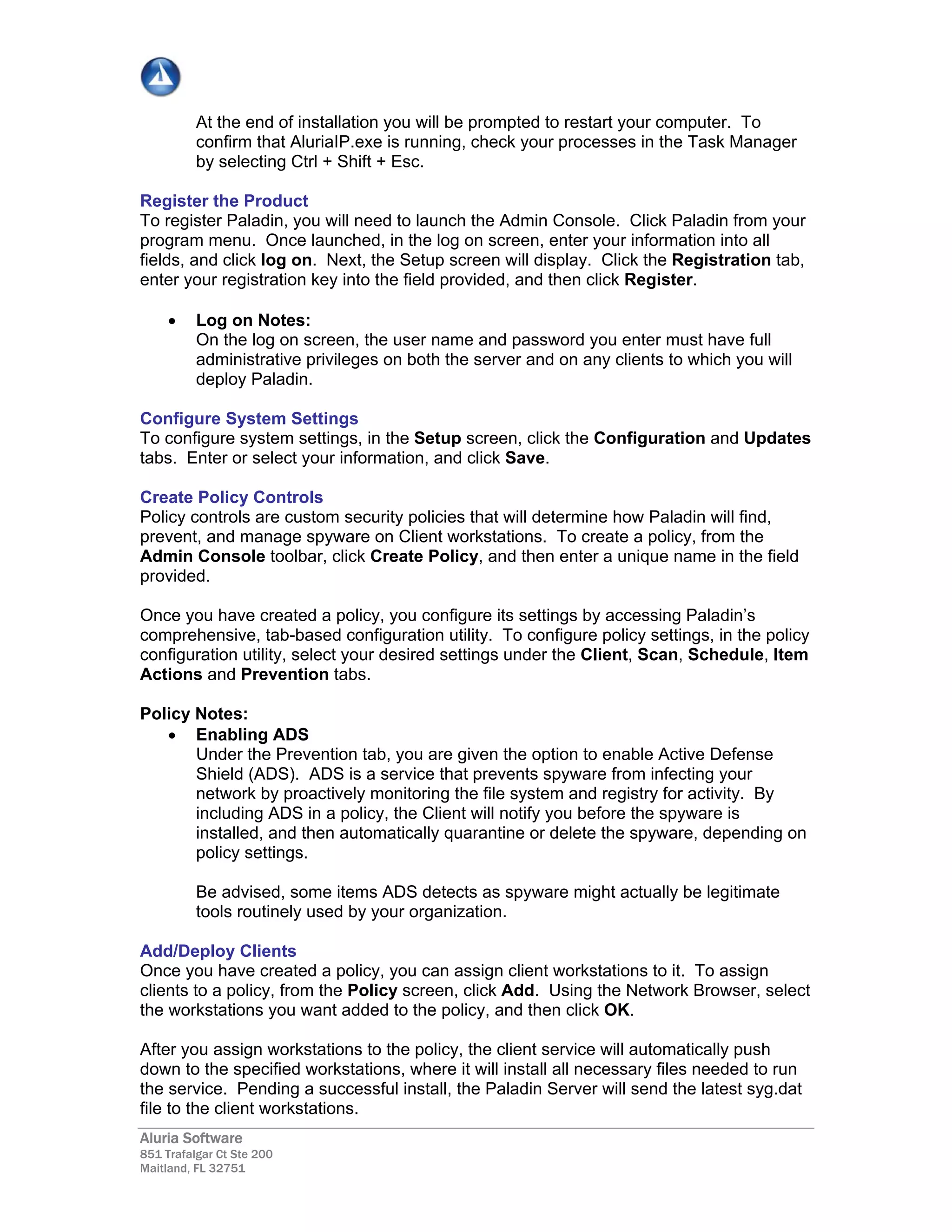 Paladin Quick Start Guide | PDF