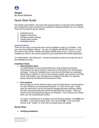 Paladin Quick Start Guide | PDF