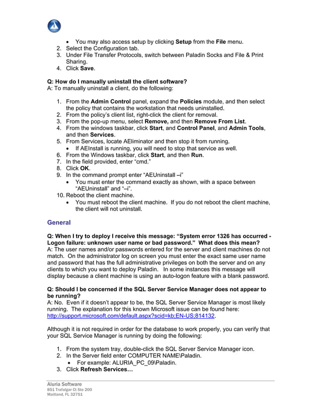 Paladin Troubleshooting Guide | PDF