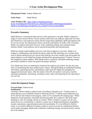 Dejah Monea's One-Year Developmental Plan | DOCX