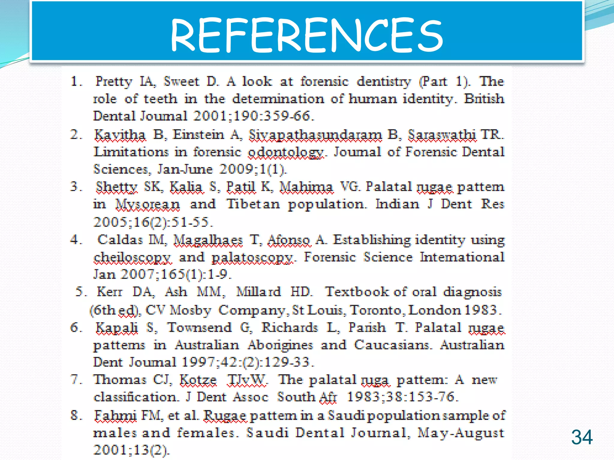 Palatal rugae as an aid for personnel identification | PPTX