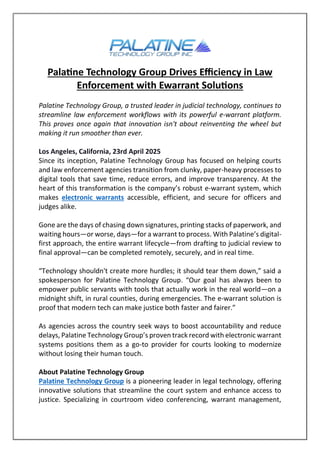 Palatine Technology Group Drives Efficiency in Law Enforcement with ...