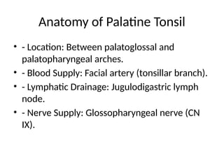 Palatine_Tonsil_MBBS.pptx jsiwkqosmwuwkql | PPTX