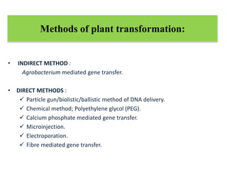 Genetic engineering and Transformation methods | PPTX