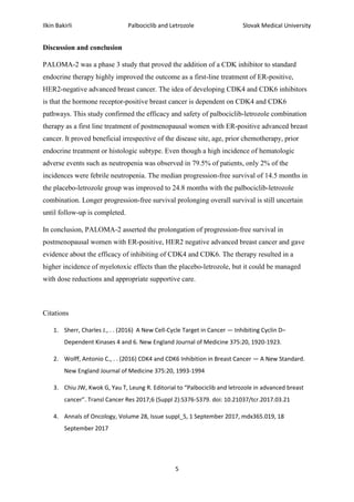Palbociclib and letrozole vs placebo in advanced breast cancer | PDF