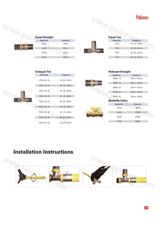 Palconn pex pipe & fittings series catalog | PDF | Chemistry | Science