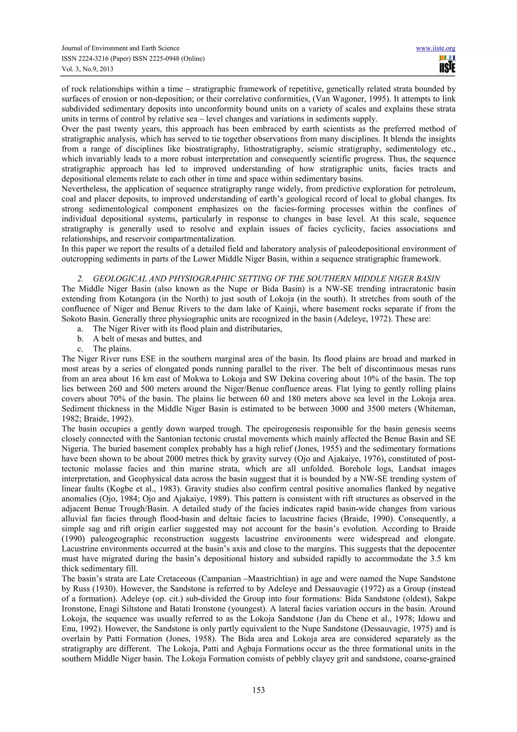 Paleodepositional environment and sequence stratigraphy of outcropping ...