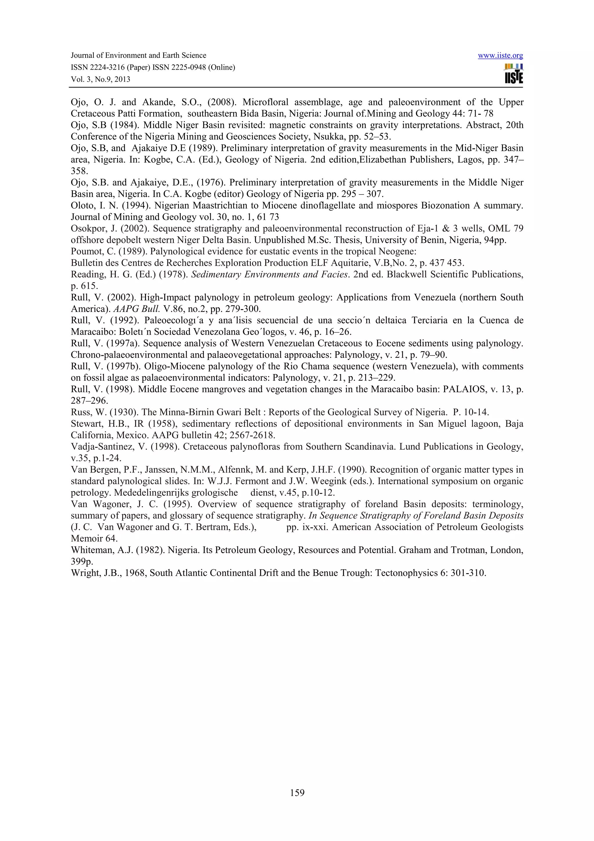 Paleodepositional environment and sequence stratigraphy of outcropping sediments in parts of ...