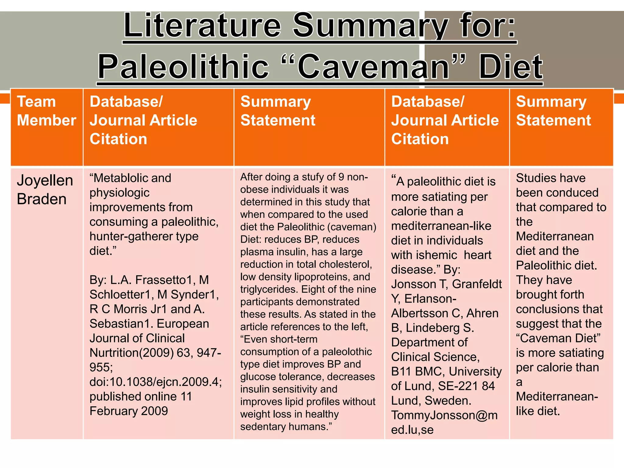 Paleolithic caveman diet | PPTX