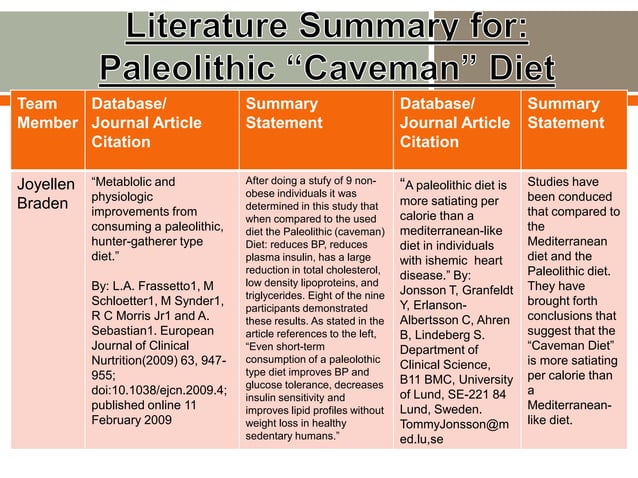 Paleolithic caveman diet | PPTX | Nutrition | Healthy Living