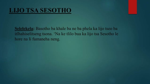Mefuta ea lijo tsa Basotho | PPTX
