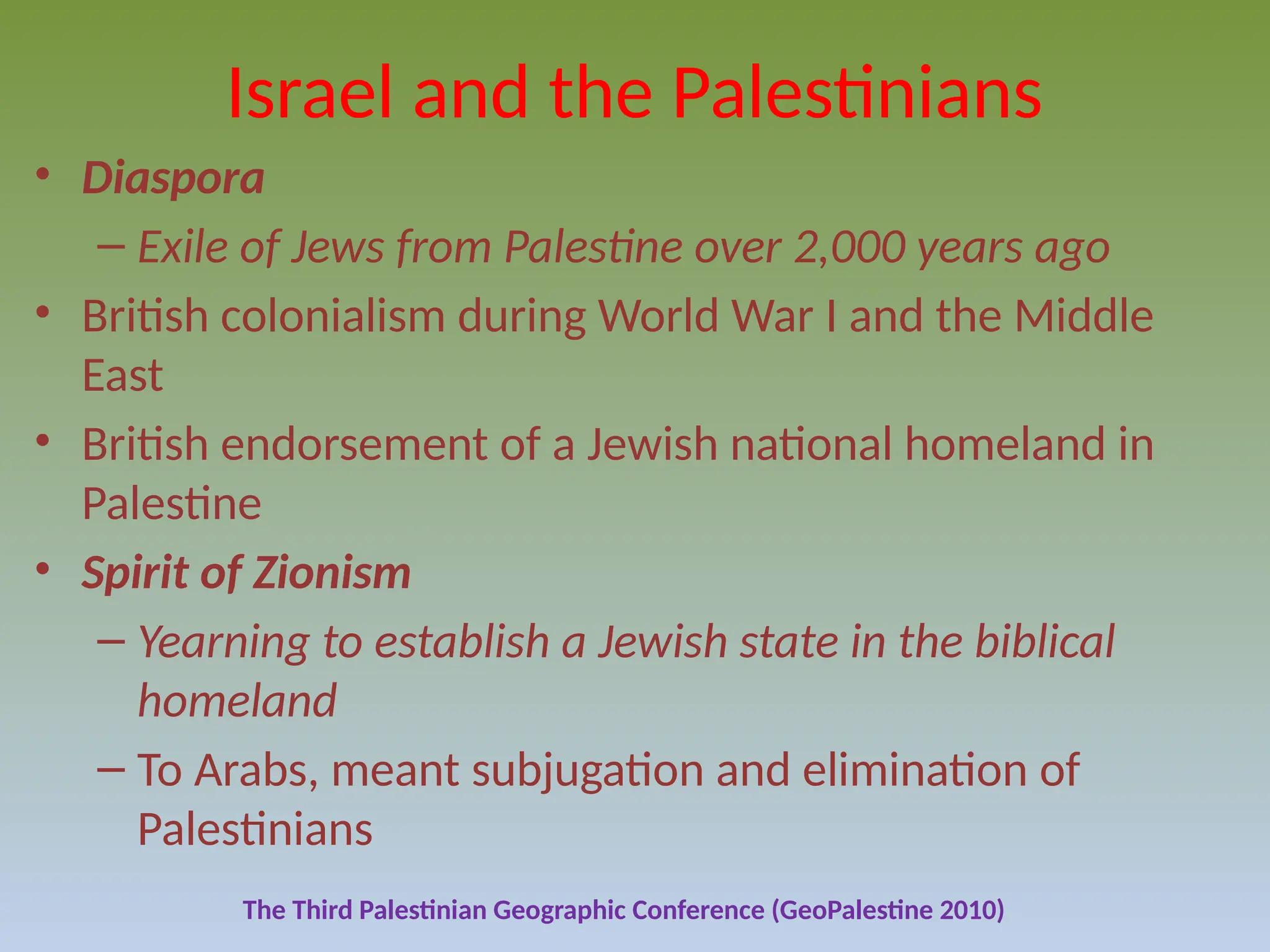 Palestinian Israeli Conflict two Different Perspectives | PPT