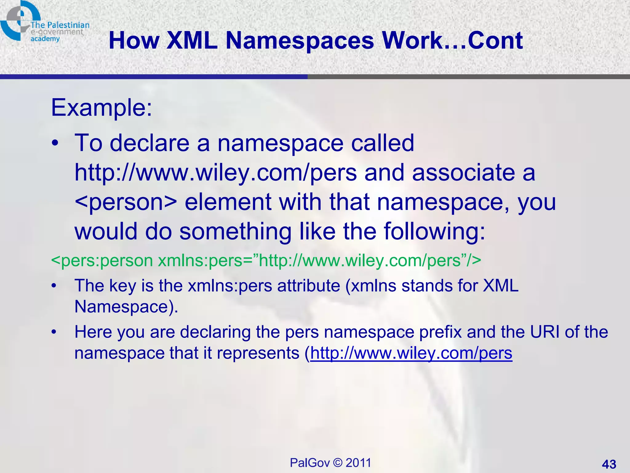 Pal gov.tutorial2.session1.xml basics and namespaces | PDF | Databases | Computer Software and ...