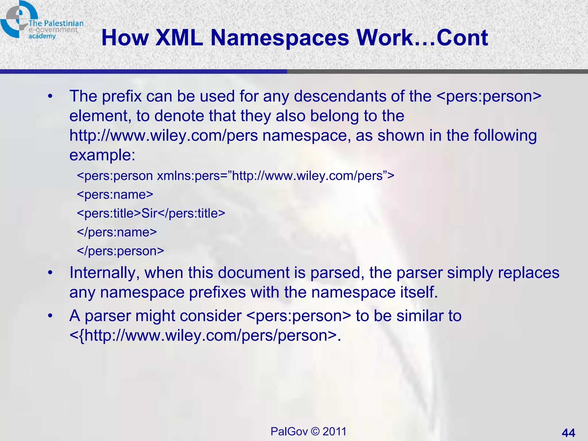 Pal gov.tutorial2.session1.xml basics and namespaces | PDF