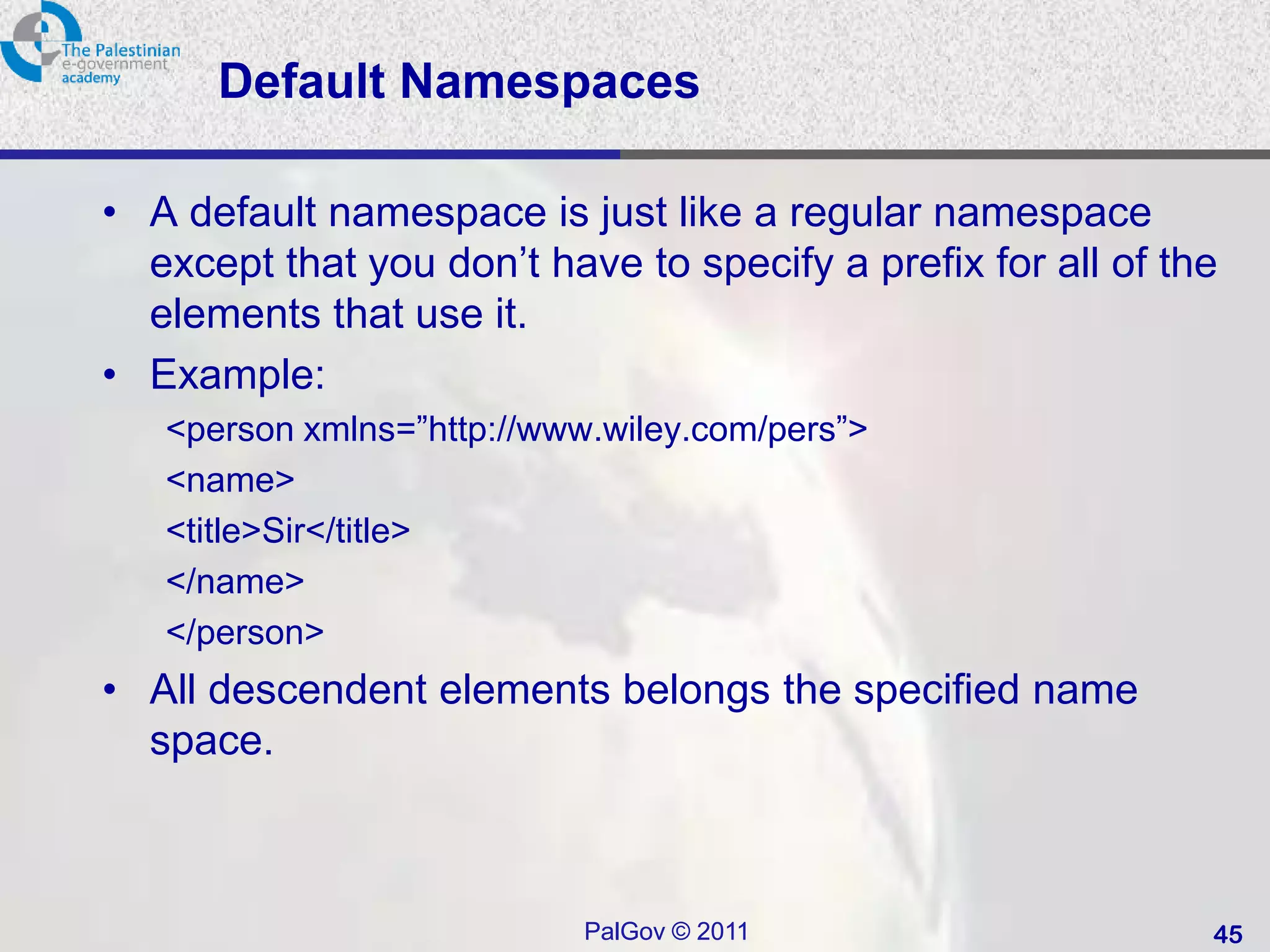 Pal gov.tutorial2.session1.xml basics and namespaces | PDF