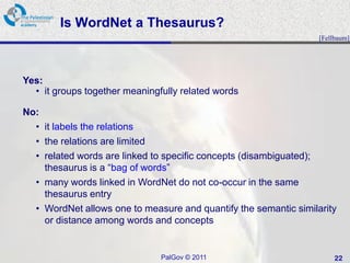 Pal gov.tutorial4.session12 2.wordnets | PPT