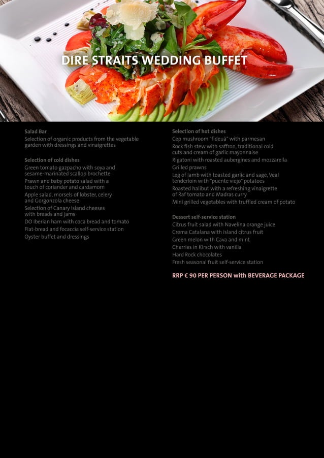 Palladium Weddings Menus at Hard Rock Hotel Tenerife (English). | PDF ...