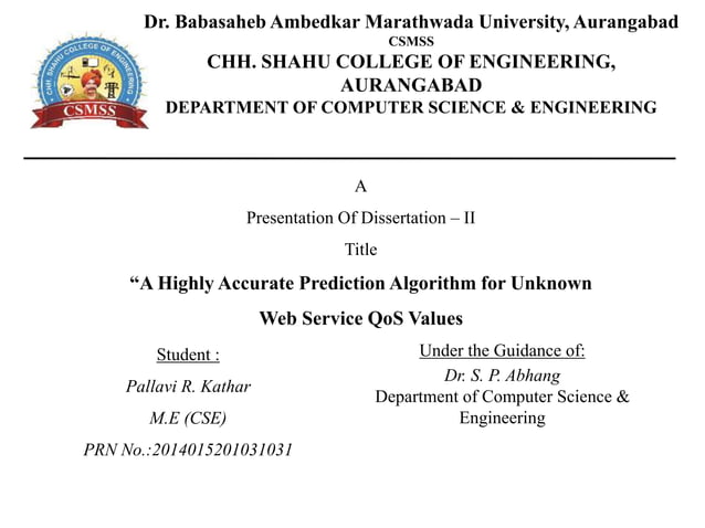 Highly Accurate Prediction Algorithmdissertationpptpptx 