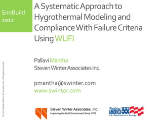 A Systematic Approach to Hygrothermal Modeling and Compliance with ...