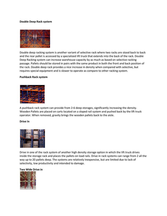 Pallet racking system and types of pallets racking system | PDF ...