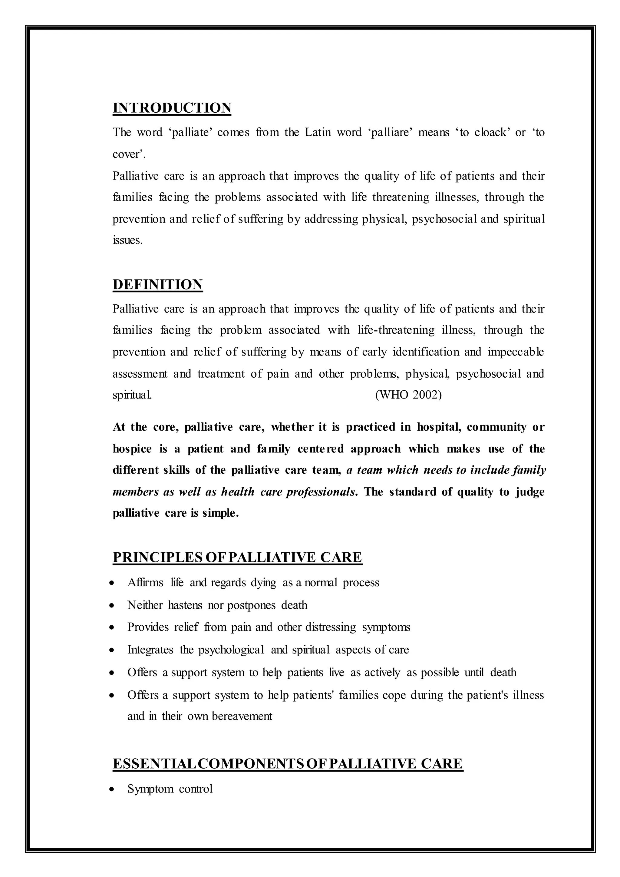 Palliative care - Advance Nursing Practice | DOCX