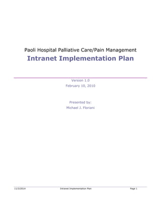 Palliative Care Intranet project plan | PDF