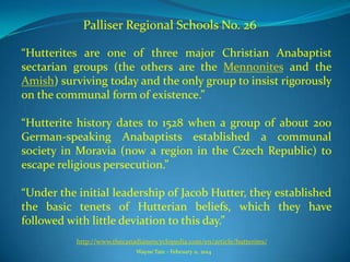 Palliser Hutterite Colony Schools | PPTX