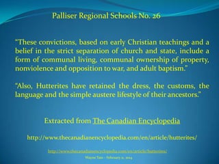 Palliser Hutterite Colony Schools | PPTX