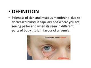 Causes and types of pallor which are clinically signufucant | PPT