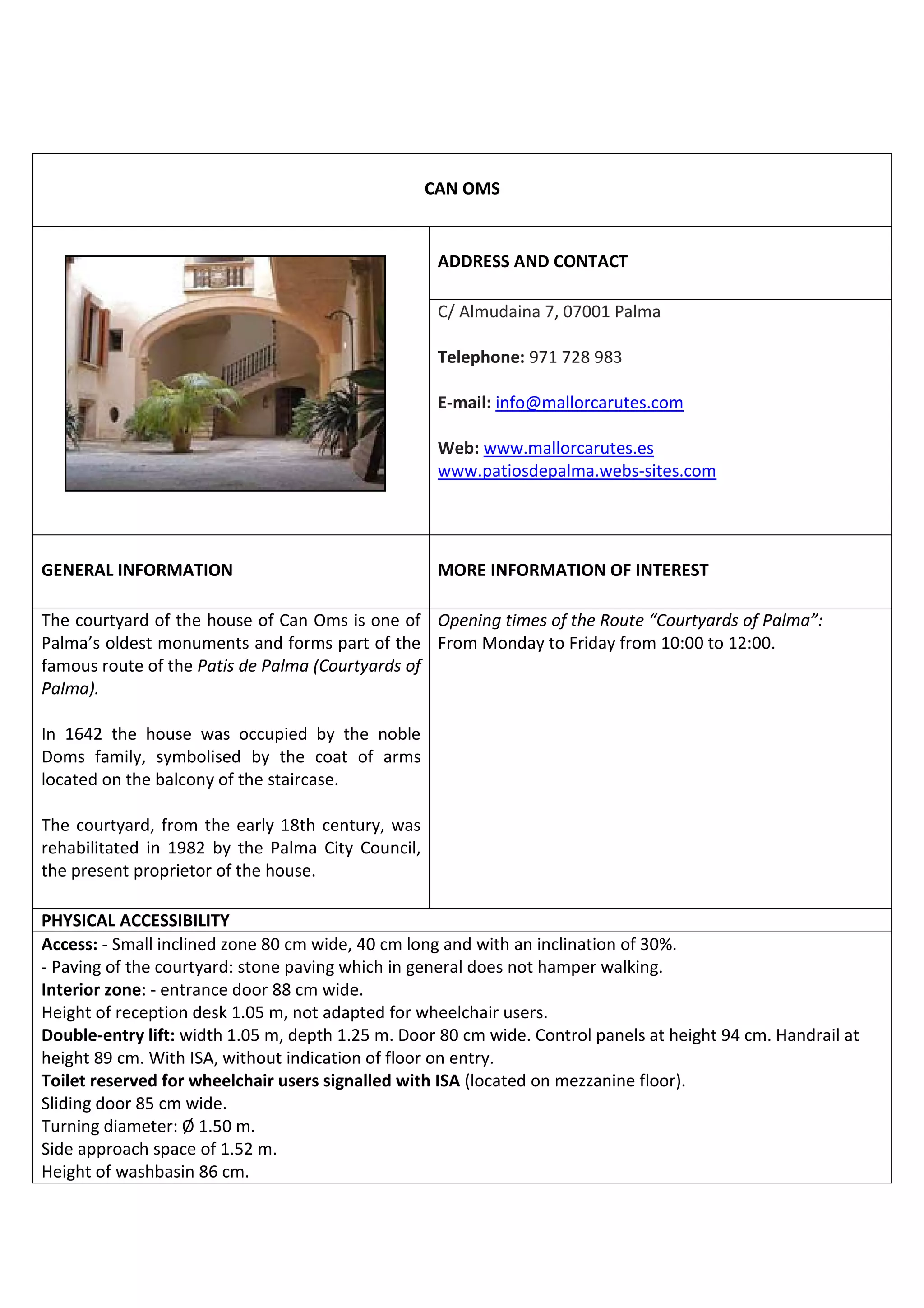 Accessibilty Info PALMA ALTA ROUTE | PDF