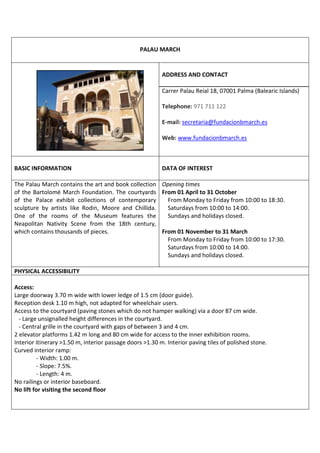 Accessibilty Info PALMA ALTA ROUTE | PDF