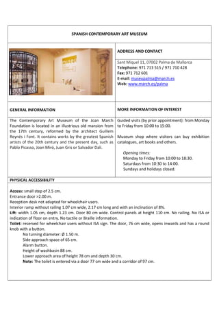 Accessibilty Info PALMA ALTA ROUTE | PDF