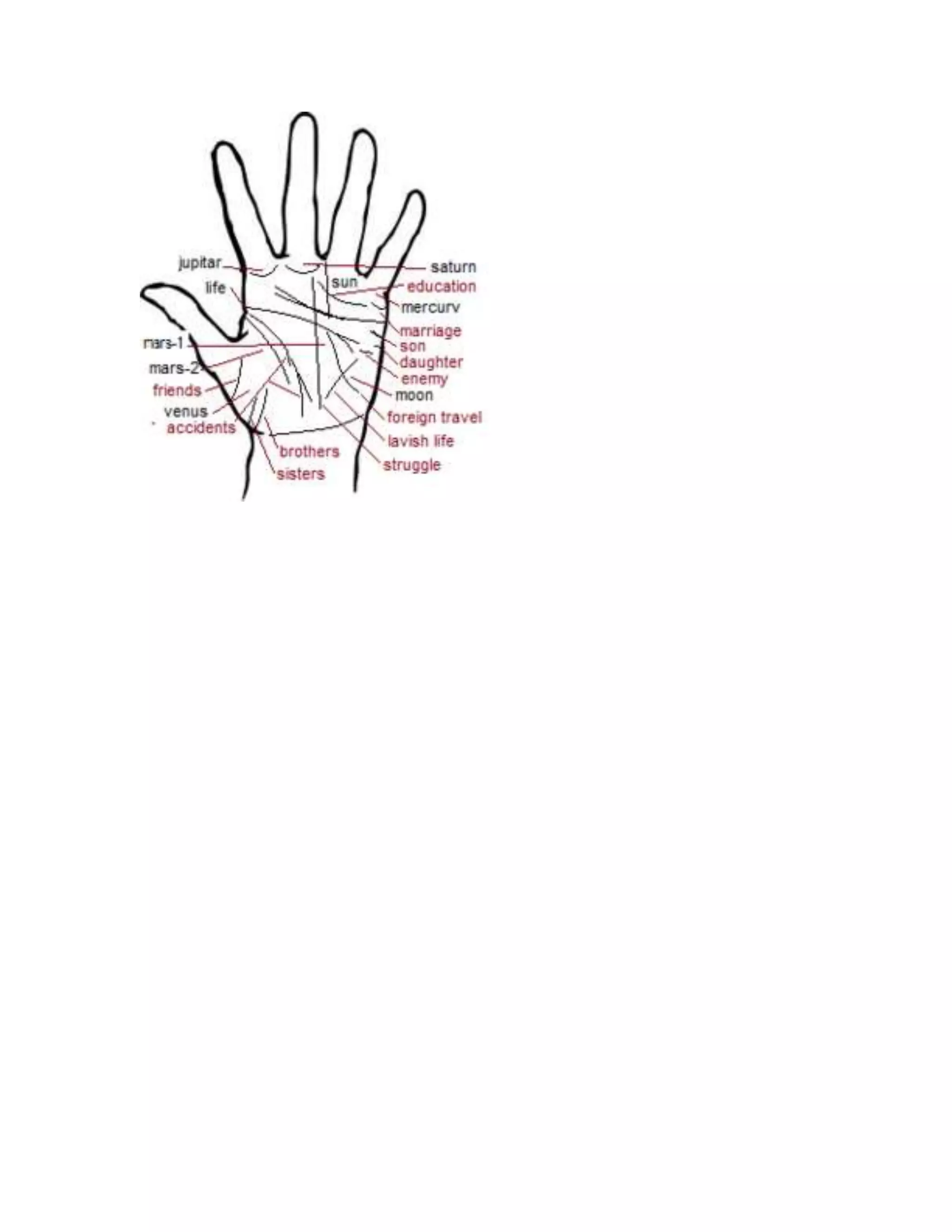 Palmistry hands lines with segment like mercury & freinds line . | DOCX