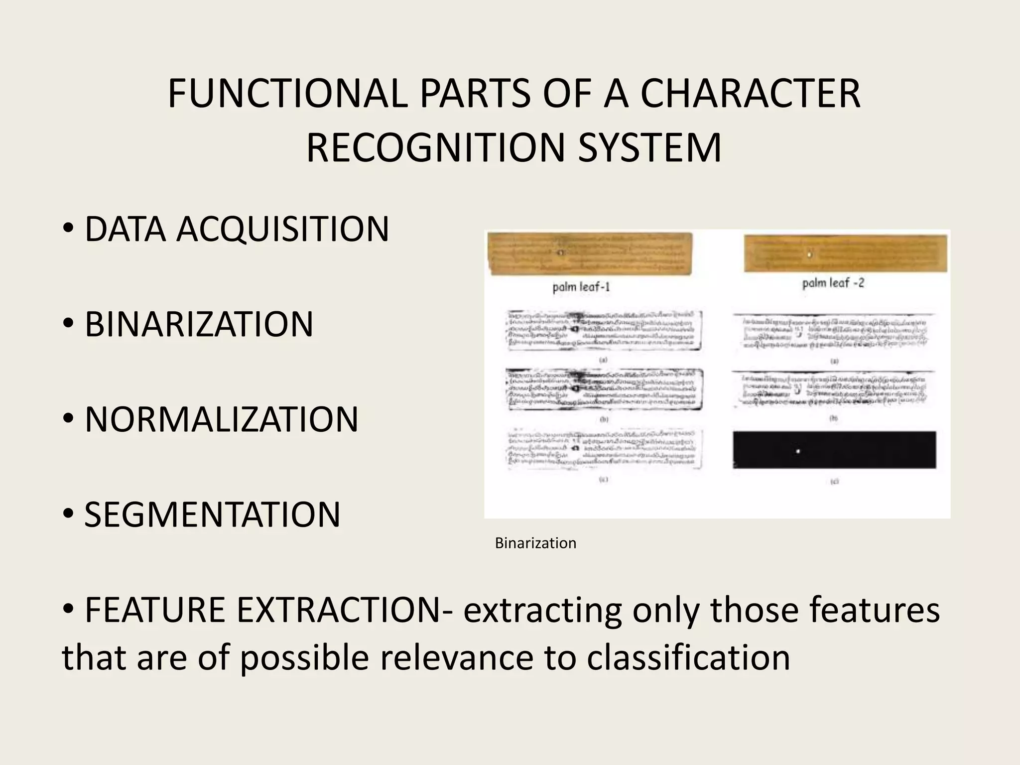 Palm leaf character recognition using radon transform | PPT