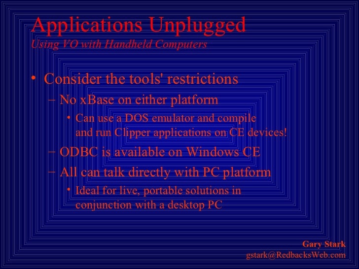 Applications Unplugged Using Ca Visual Objects With Handheld Comput