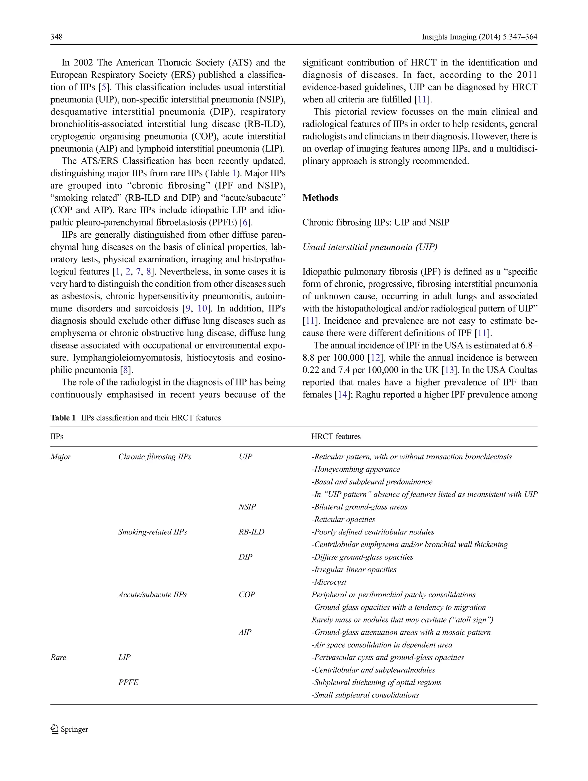 Clinical and radiological features of idiopathic interstitial ... Clinical and radiological features of idiopathic interstitial ...