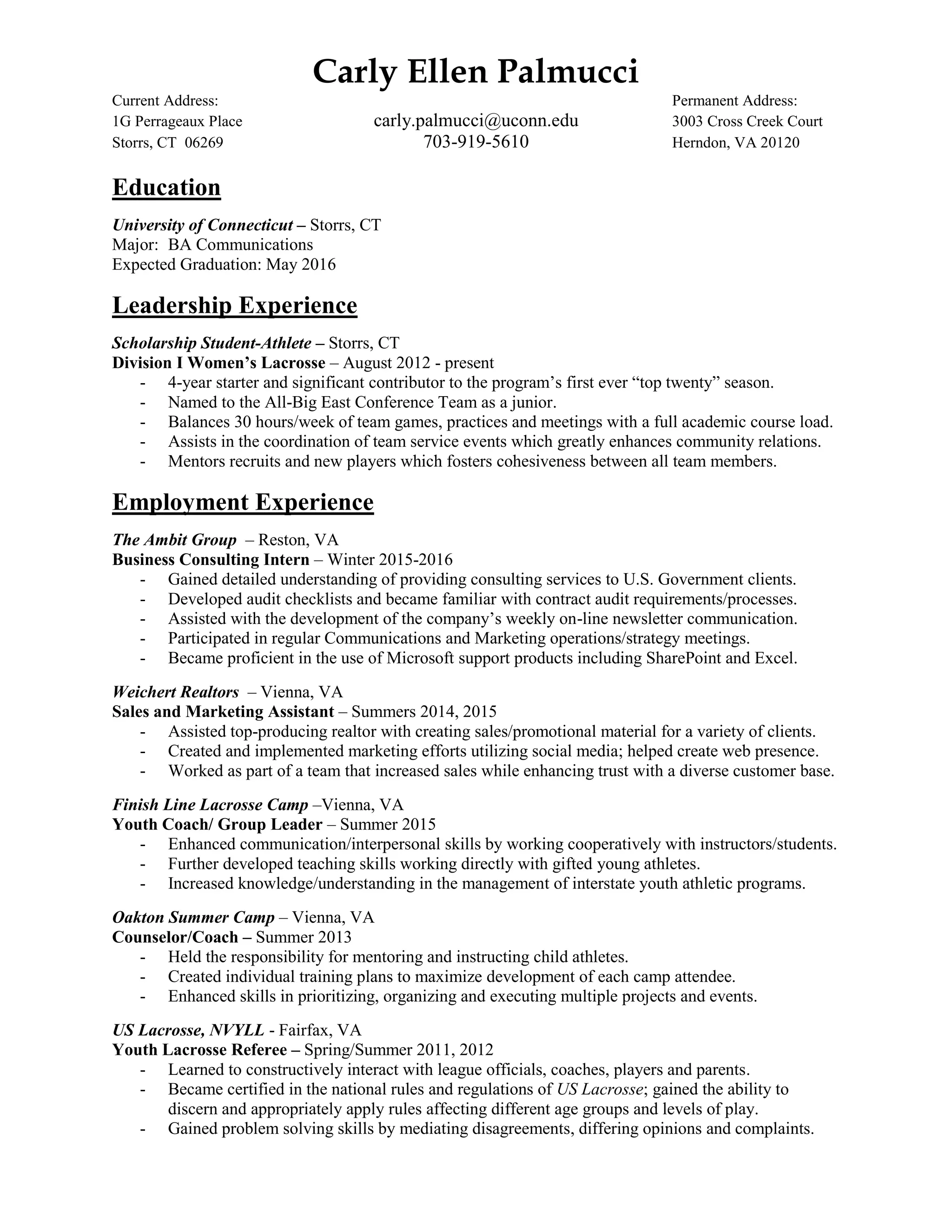 Palmucci, Carly - resume | PDF