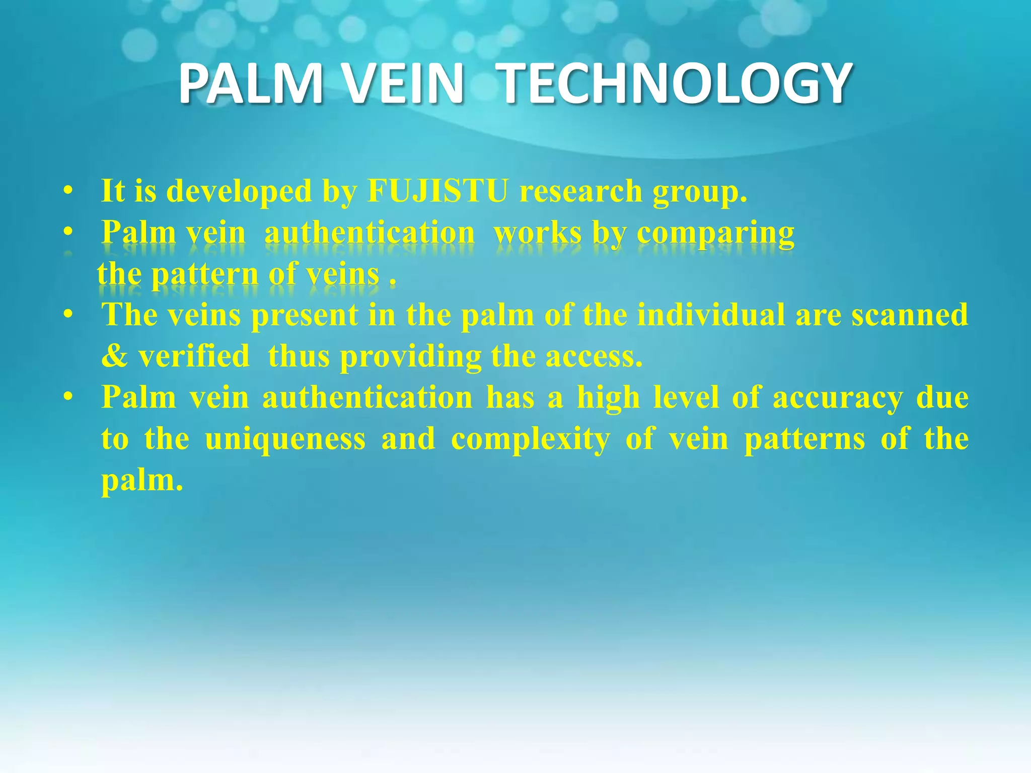 Palm vein technology ppt | PPTX