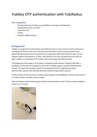 Palo Alto Networks PANOS 5.0 Radius Authentication OTP using Yubikey | PDF