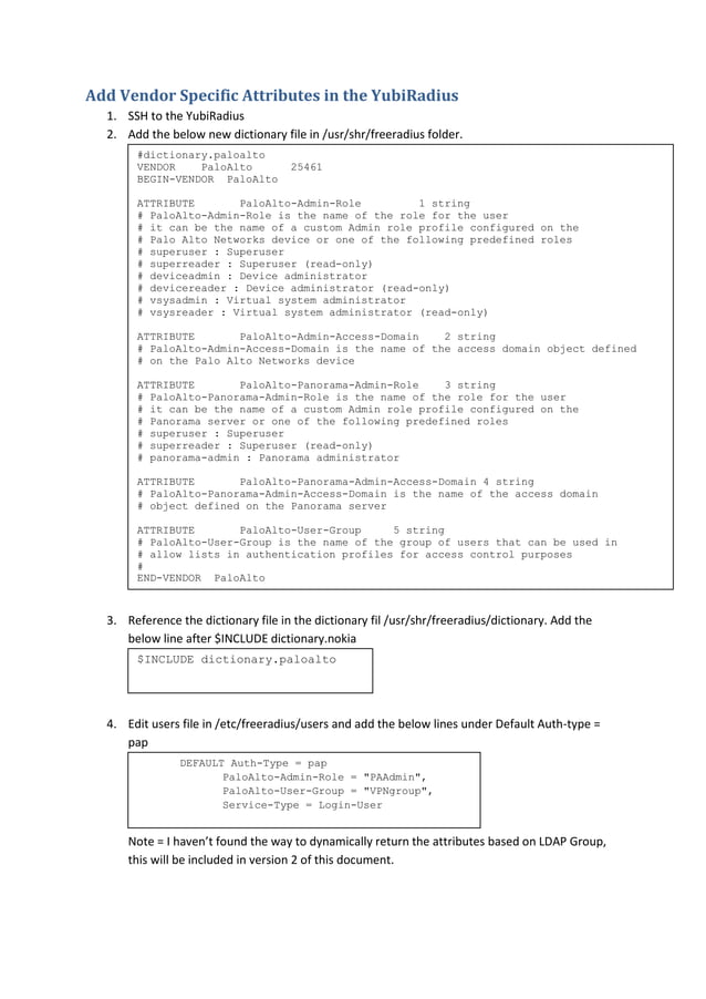 Palo Alto Networks PANOS 5.0 Radius Authentication OTP using Yubikey | PDF