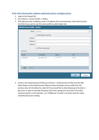Palo Alto Networks PANOS 5.0 Radius Authentication OTP using Yubikey | PDF