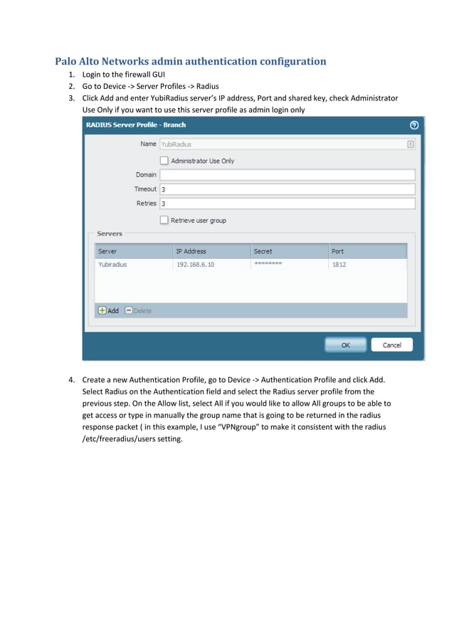 Palo Alto Networks PANOS 5.0 Radius Authentication OTP using Yubikey | PDF