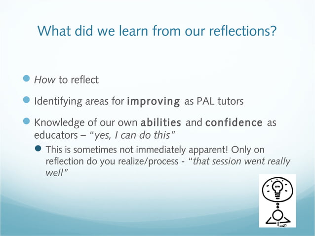 Peer Assisted Learning presentation - reflections | PPT