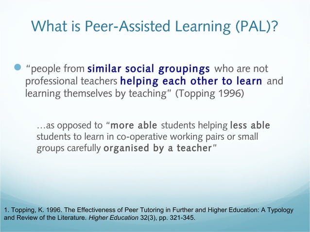 Peer Assisted Learning presentation - reflections | PPT