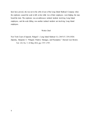 Palsgraf v. Long Island Railroad Co. analysis | DOCX