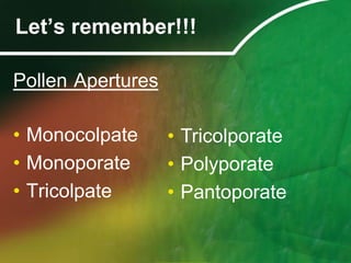 Palynology pollen morphology and biology | PDF